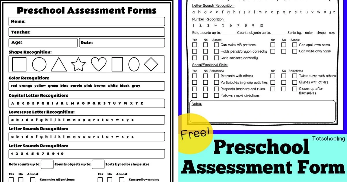 Free Preschool Assessment Checklist for Teachers + PDF